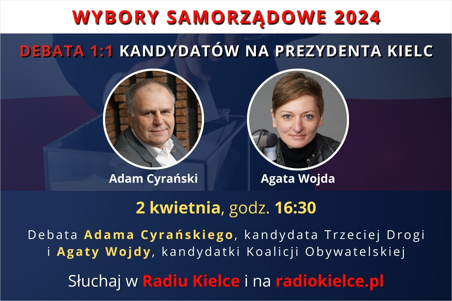 Debata 1:1 kandydatów na prezydenta Kielc: Agata Wojda - Adam Cyrański